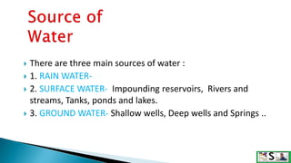 Water it's uses and sourses in english | PPT