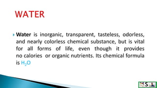 Water it's uses and sourses in english | PPT