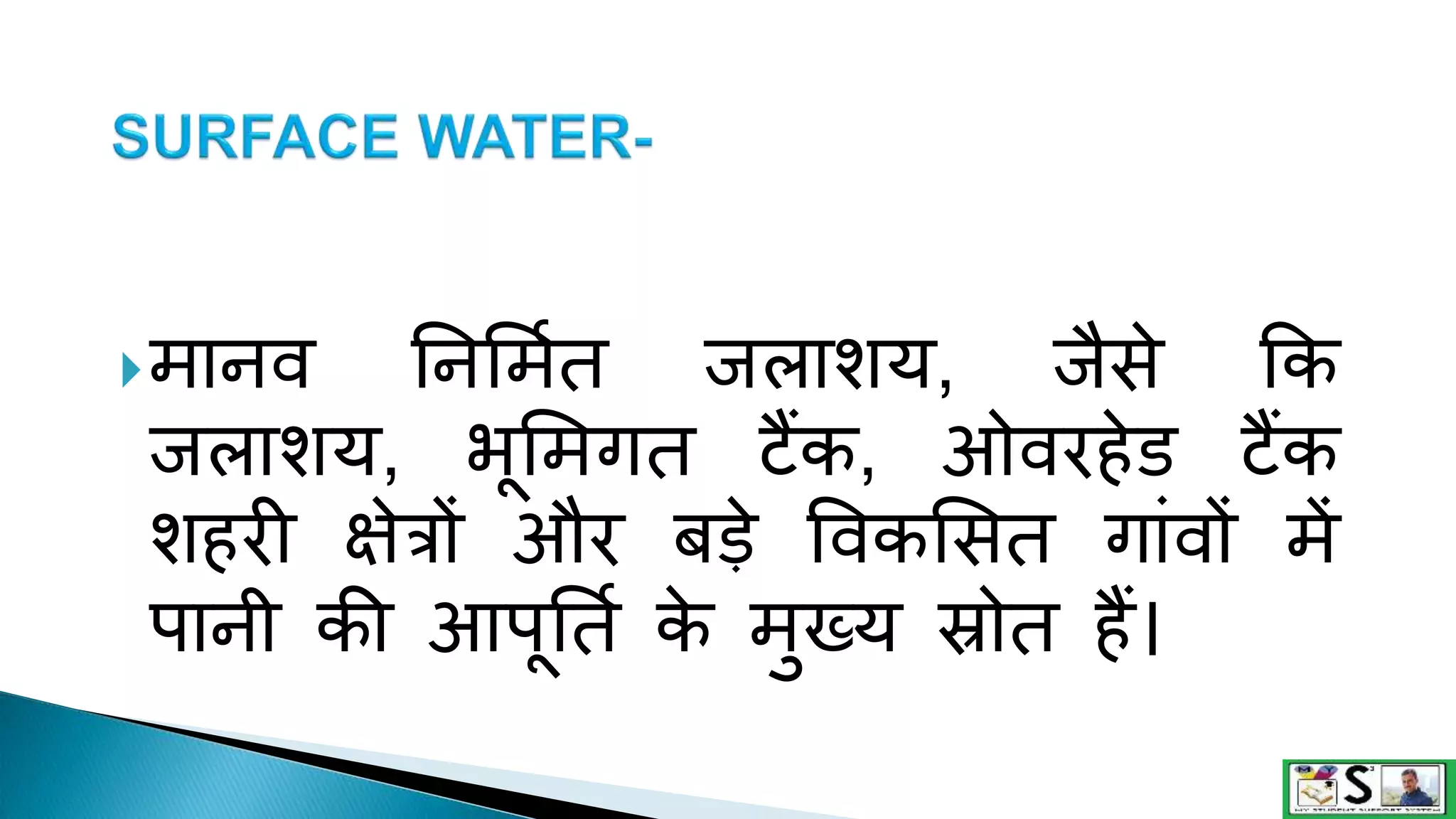 Water it's uses and sourses in hindi | PPTX