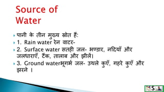 Water it's uses and sourses in hindi | PPTX