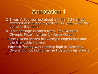 My Greatest Olympic Prize-Jesse Owens | PPT