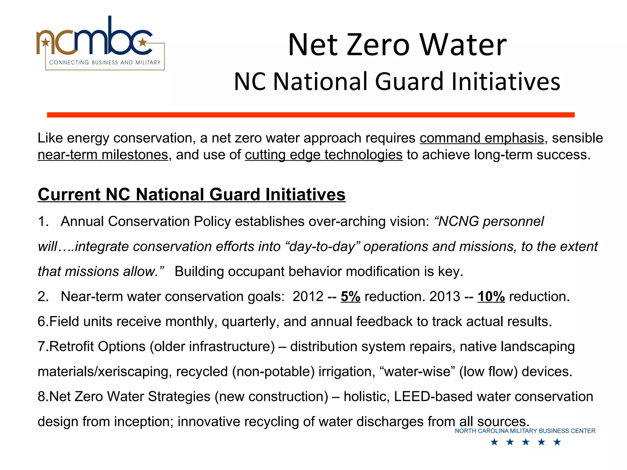 Roundtable 1: Net Zero Water Installations and Facilities | PPT | Water ...