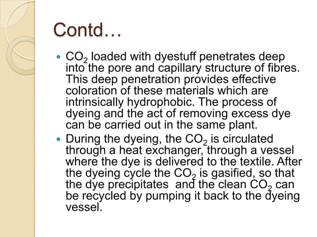 Waterless dyeing by supercritical co2 | PPTX | Chemistry | Science