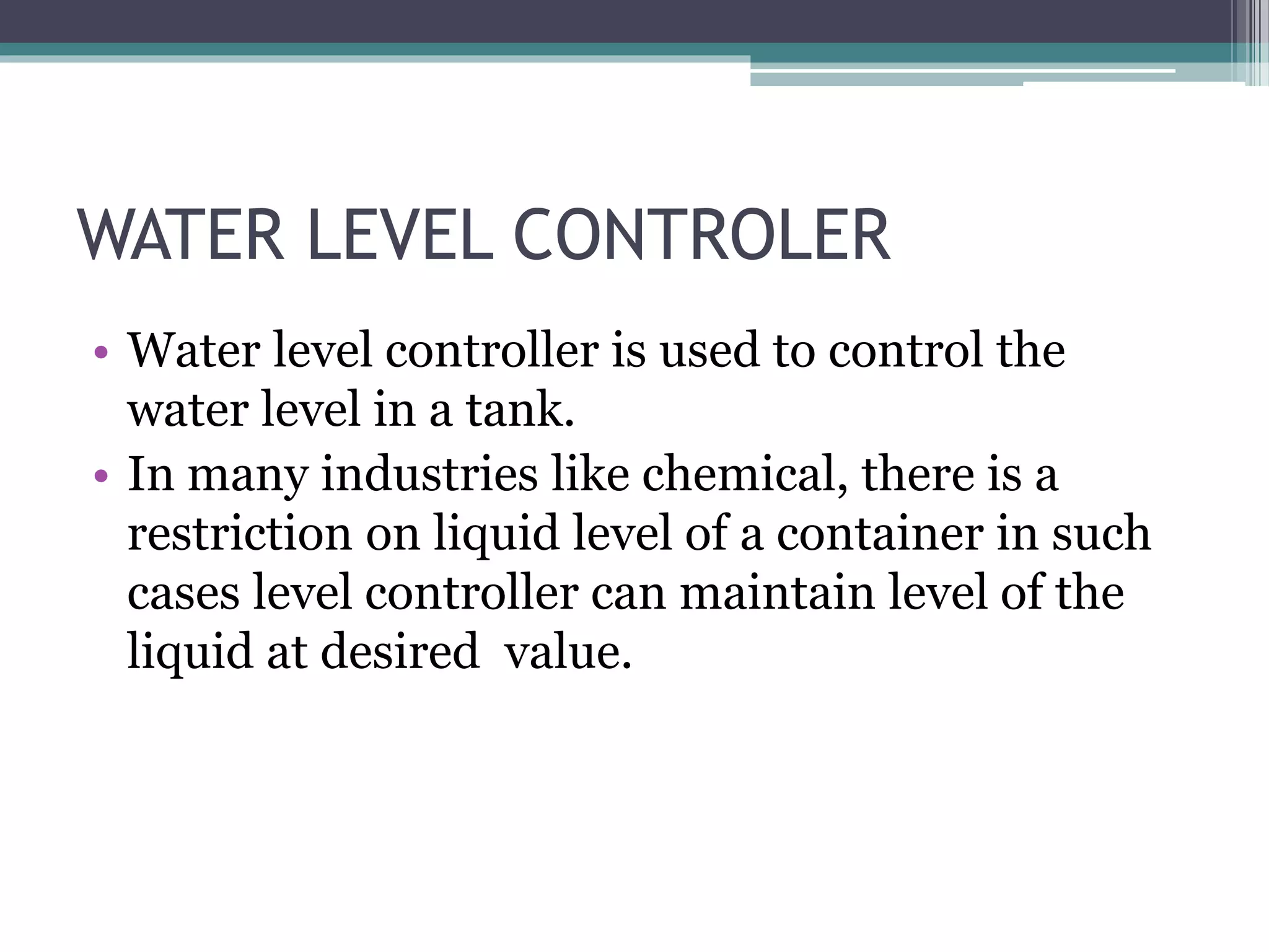 Water level controller | PPTX