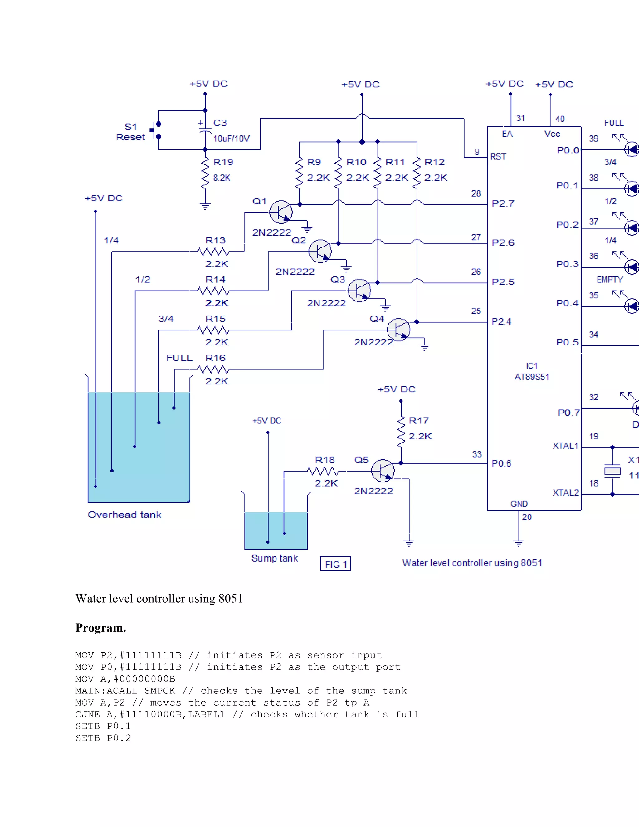 Water level controller using 8051 | DOCX