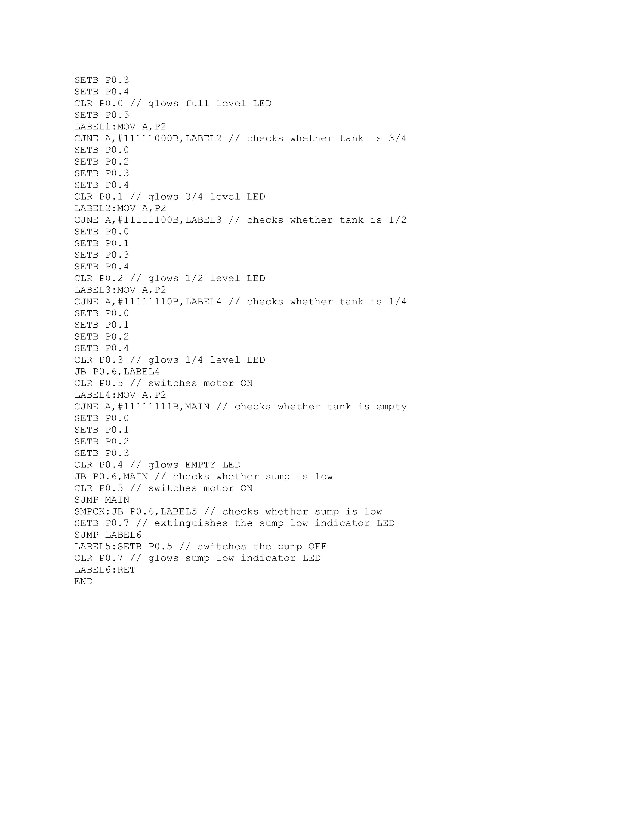 Water level controller using 8051 | DOCX