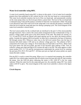 Water level controller using 8051 | DOCX