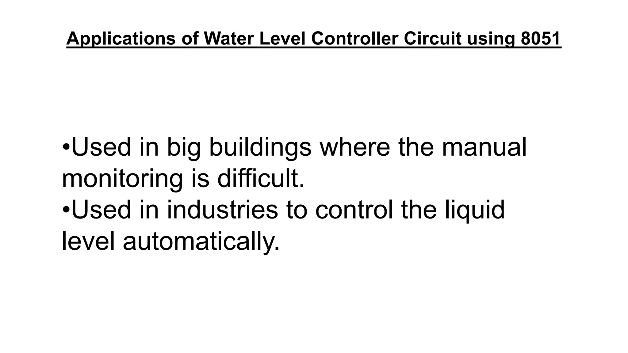 Water Level Controller Using 8051 Microcontroller Ppt