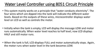 Water level controller using 8051 microcontroller | PPTX