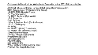 Water level controller using 8051 microcontroller | PPTX