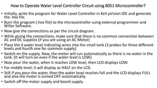 Water level controller using 8051 microcontroller | PPTX