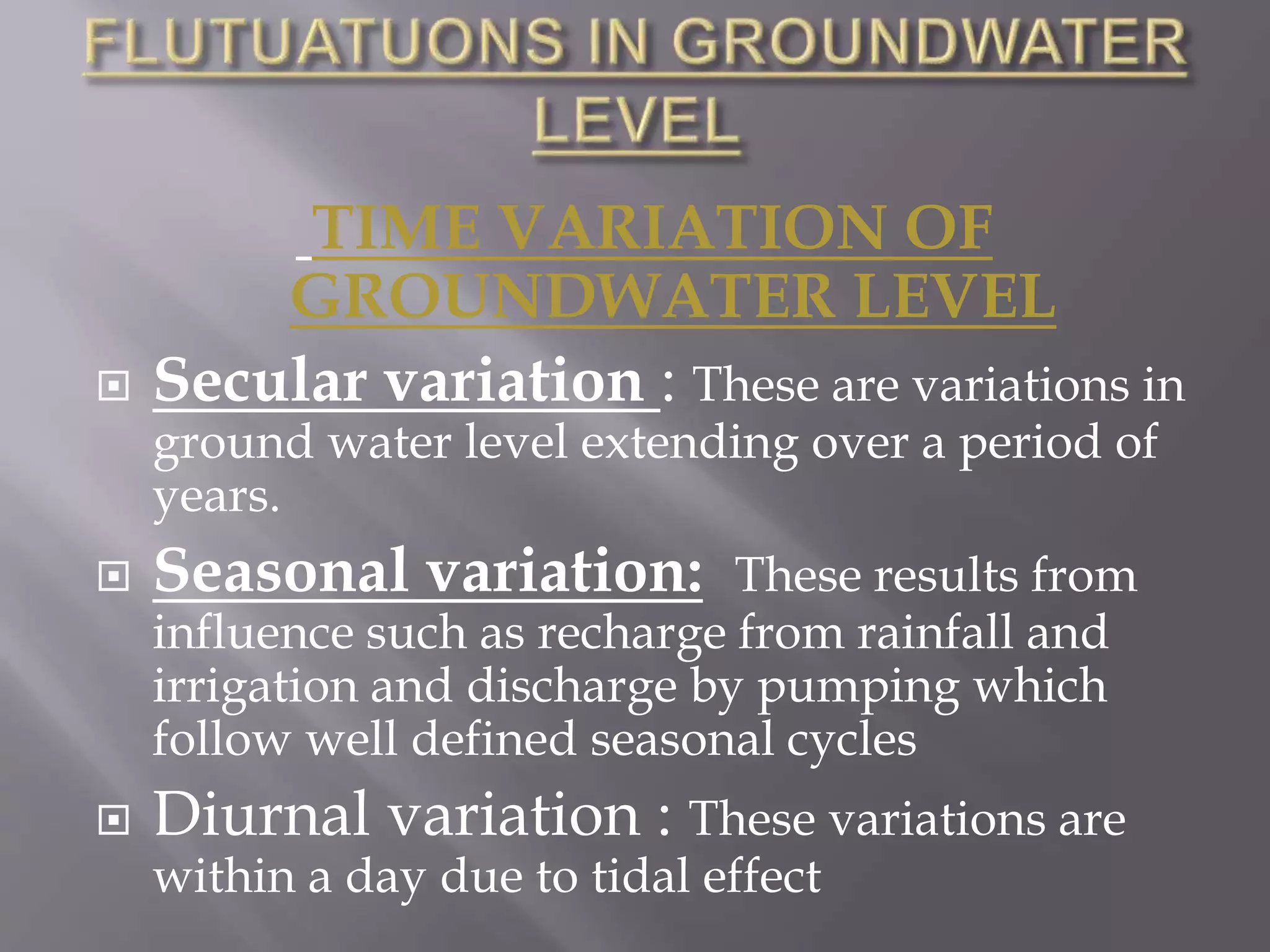 GROUNDWATER LEVEL FLUCTUATION | PPTX