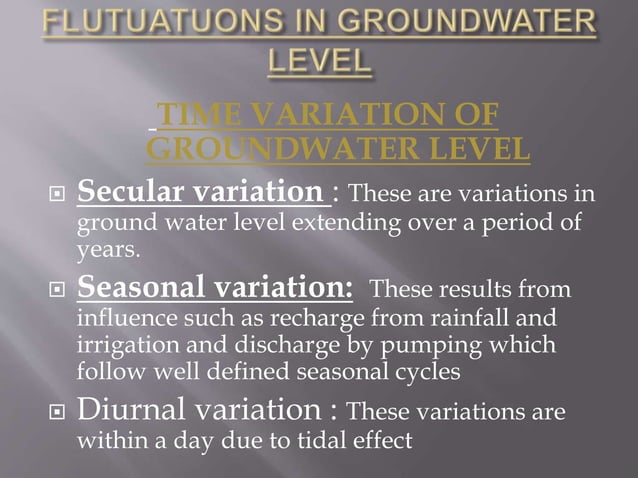 GROUNDWATER LEVEL FLUCTUATION | PPTX | Geography | Science