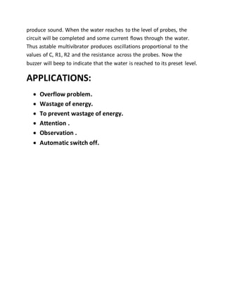 Water level indicator alarm circuit using ic ne 555 timer ic | DOCX
