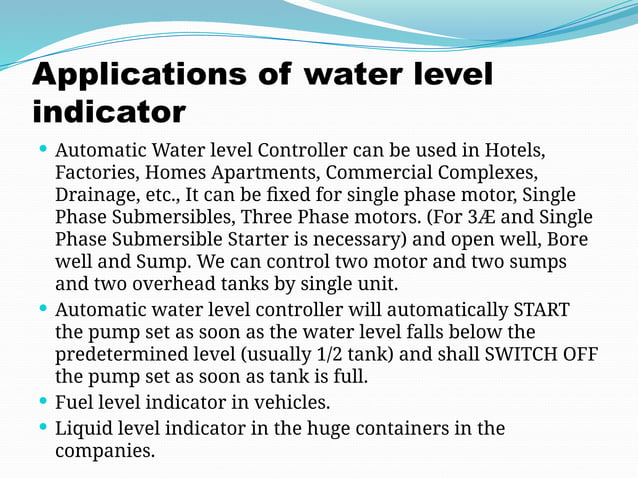 Embedded systems water level indicator PPT.pptx