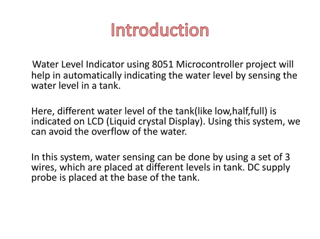 Water Level Indicator using 8051 Microcontroller.pptx