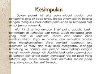 Water level measure and control with arduino uno | PPT