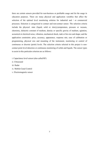 Water level sensors report | DOCX