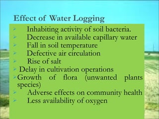 Water logging and salinity control | PPT