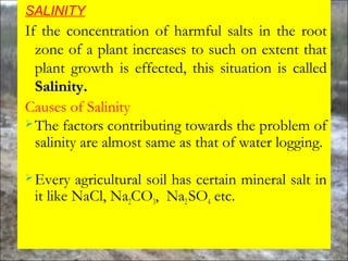 Water logging and salinity control | PPT