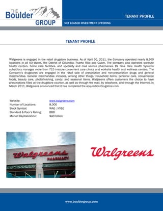 Net Leased Walgreens for sale | PDF | Retail Property | Real Estate