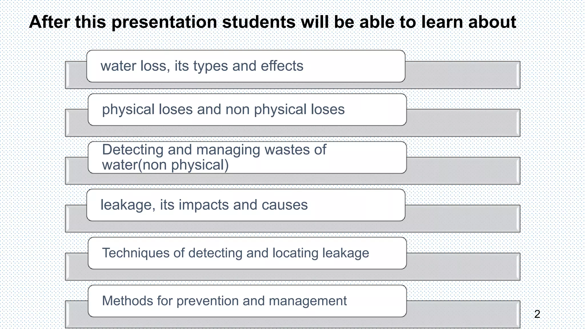 Water loss detection and management | PPTX