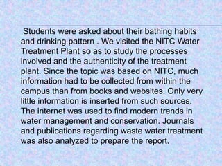 Water management in NITC | PPT