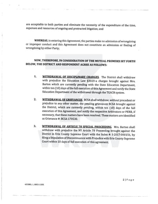 Settlement between Crystal Barton and Buffalo Public Schools | PDF