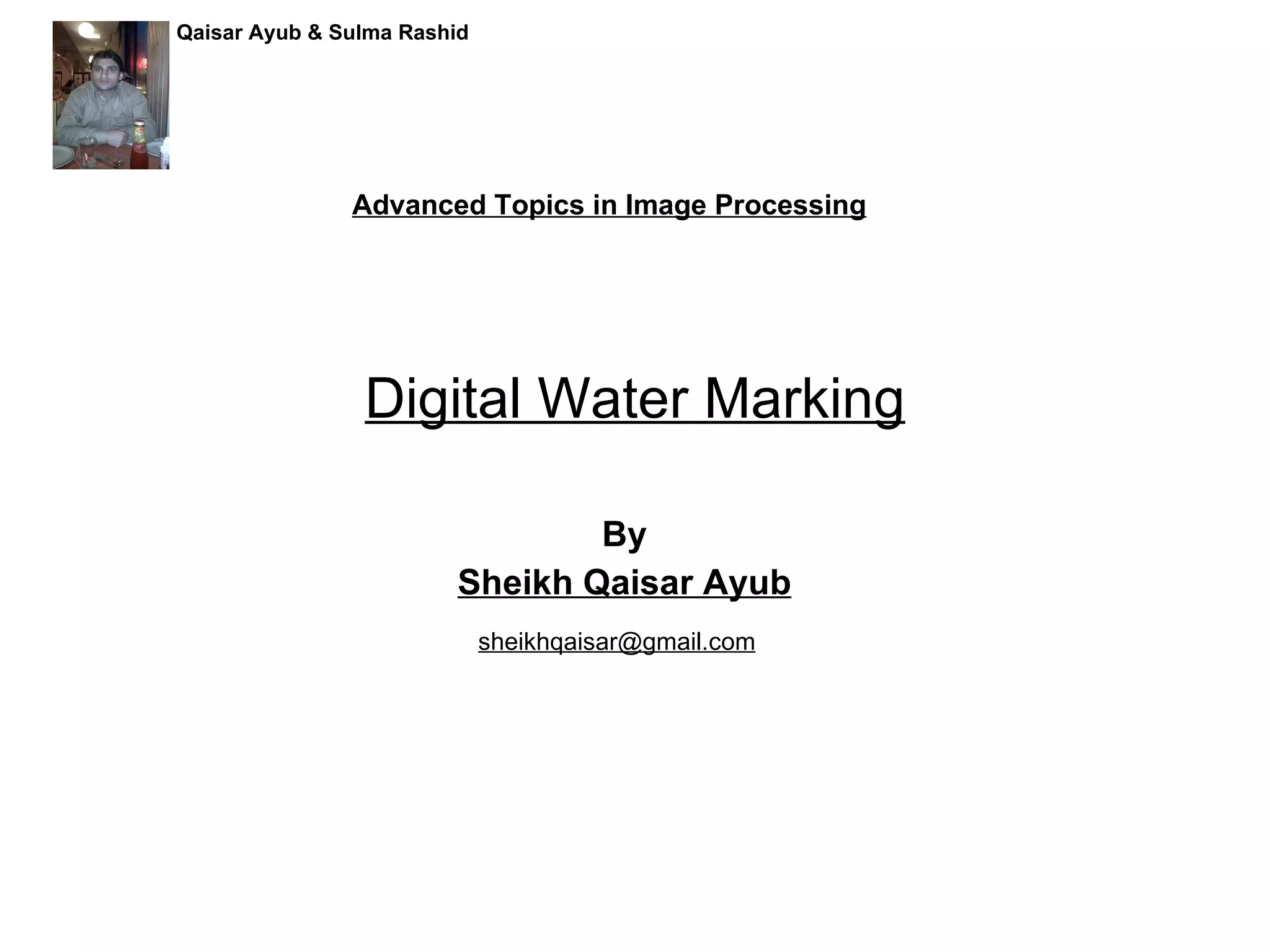 Watermarking in-imageprocessing | PPT