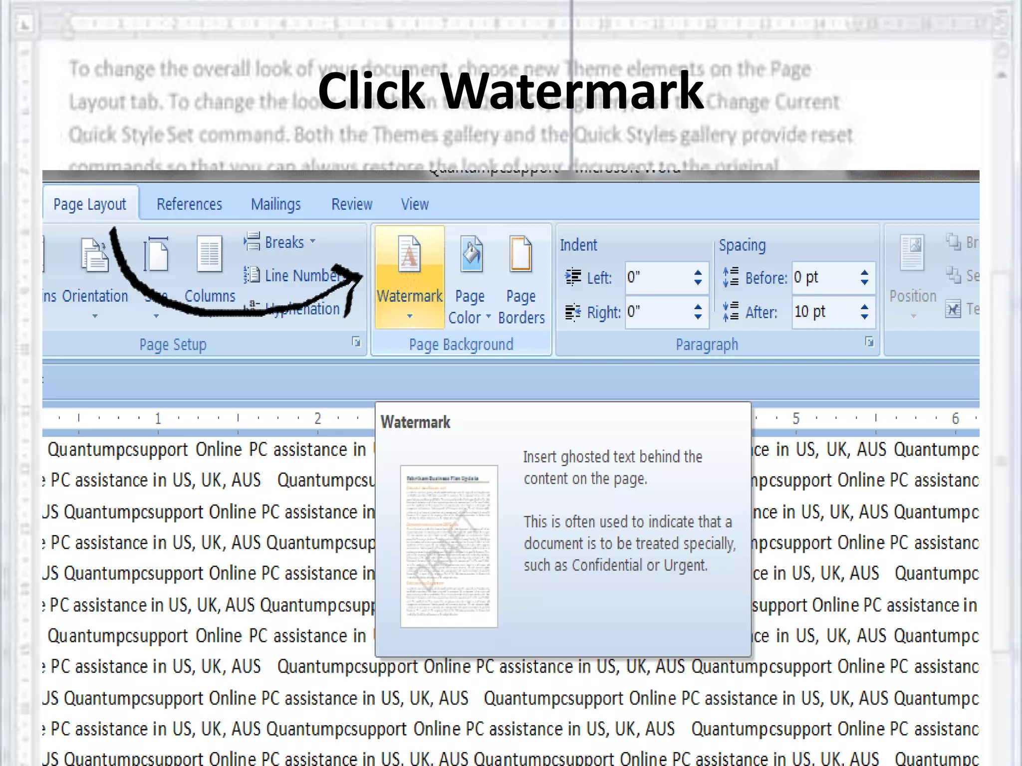 How to Watermark in ms word document | PPTX | Desktop Publishing ...