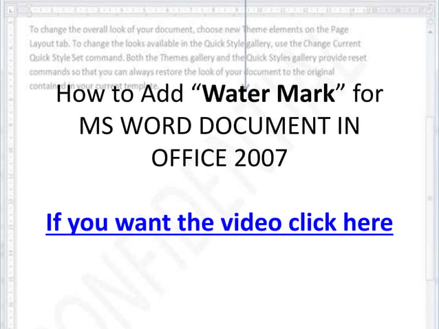 How to Watermark in ms word document | PPT