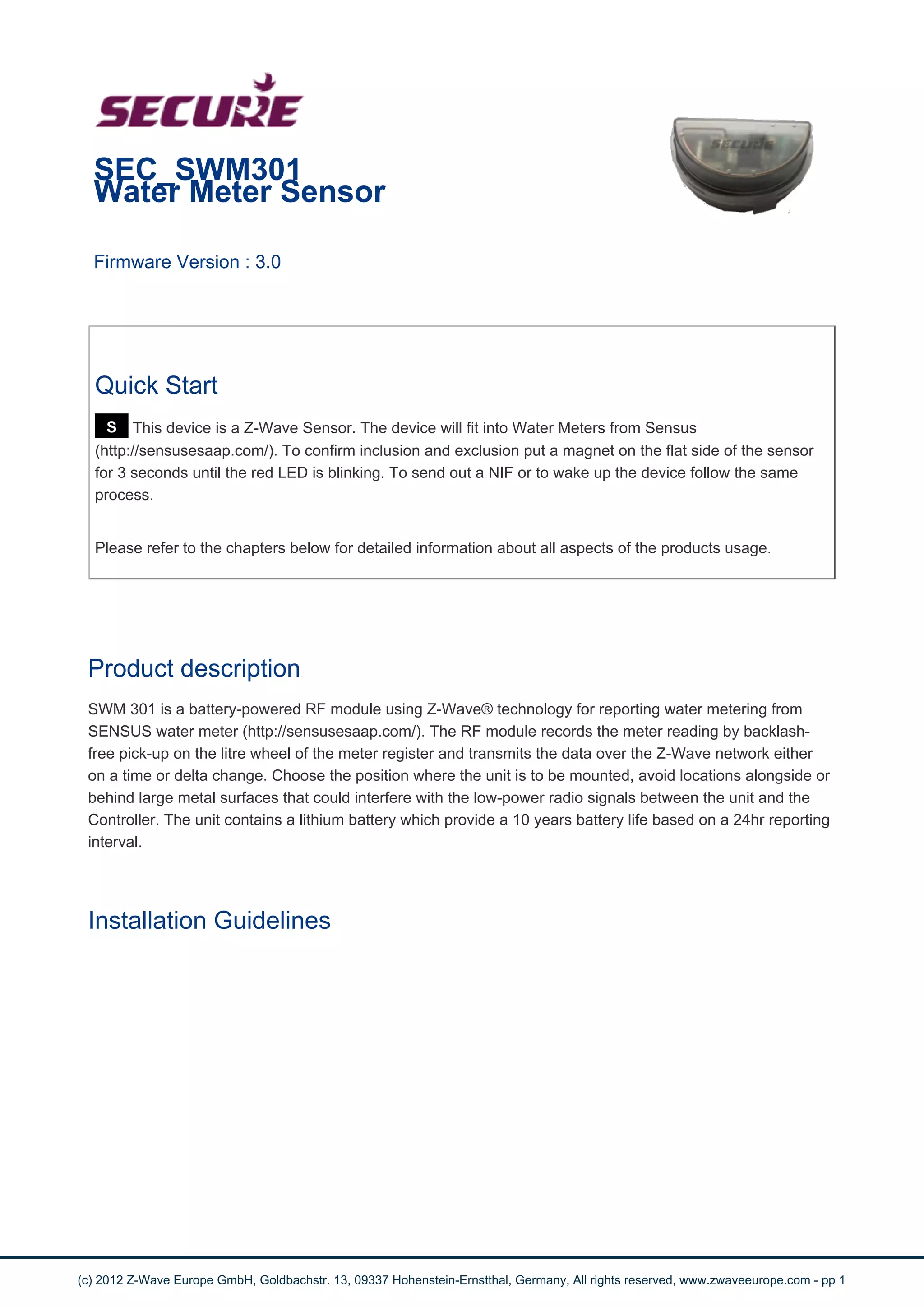 Water meter secure start guide | PDF