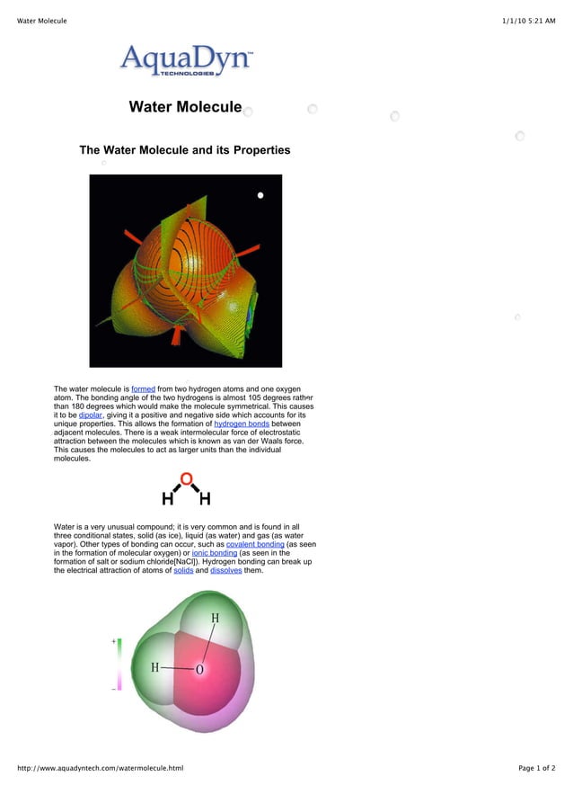 Water molecule | PDF