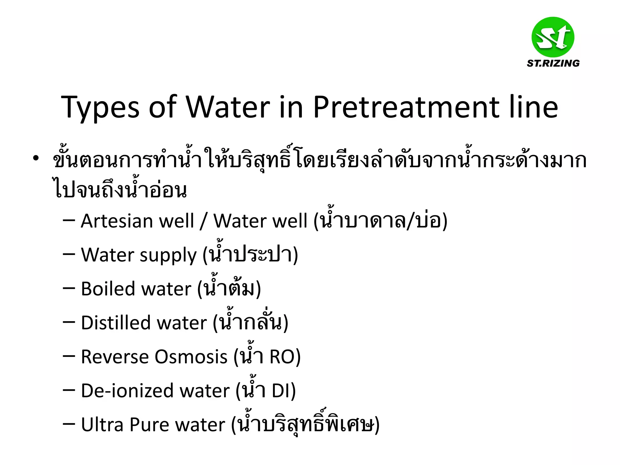 Water for pretreatment process | PDF