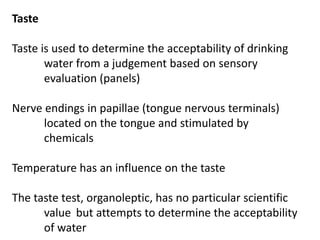 Water organoleptic characteristics | PPTX