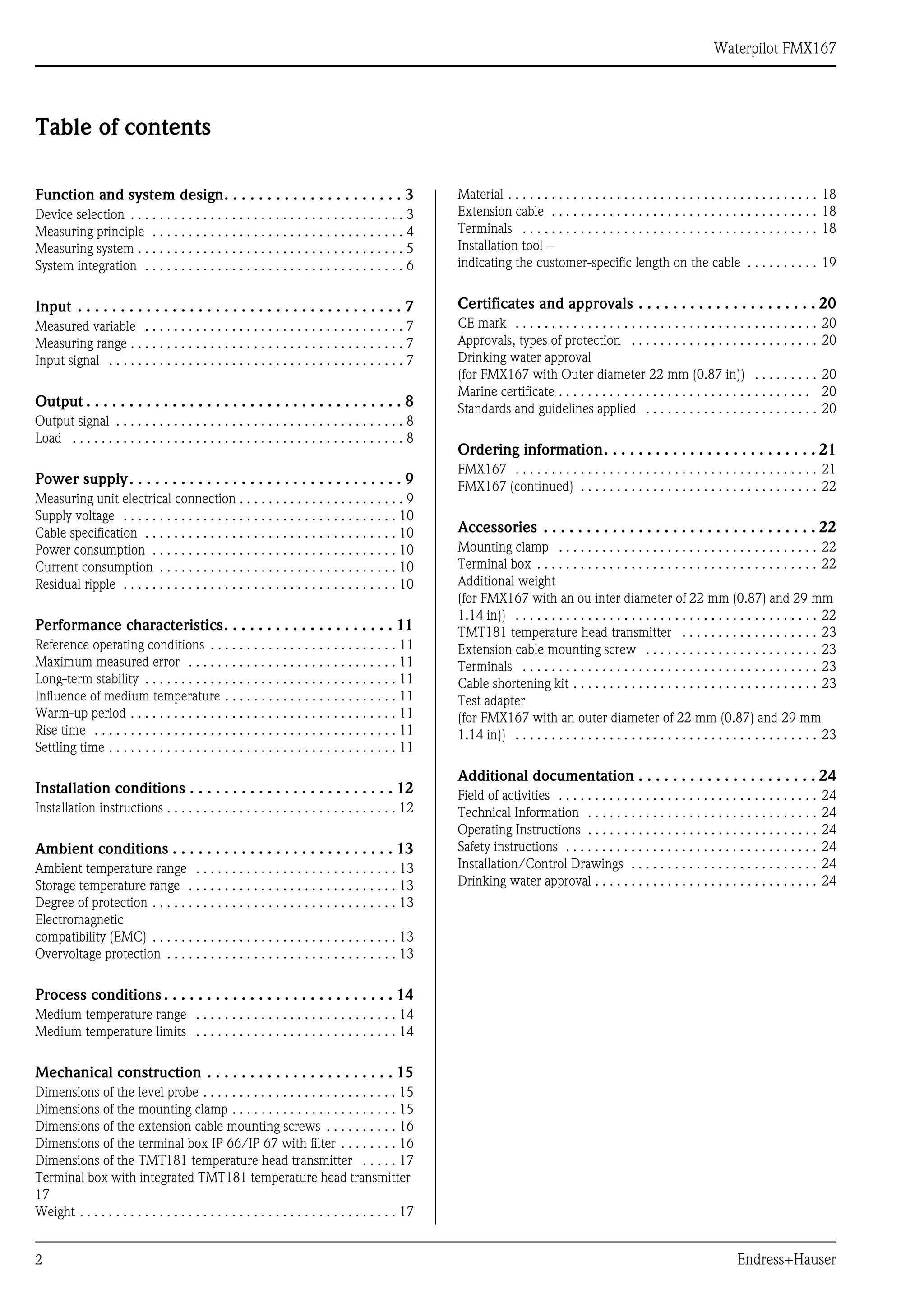 Waterpilot fmx167 endress+hauser datasheet-hydrostatic level ...
