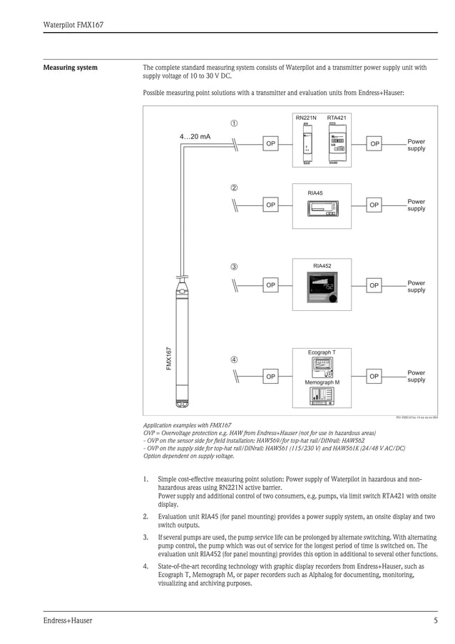 Waterpilot fmx167 endress+hauser datasheet-hydrostatic level measurem…