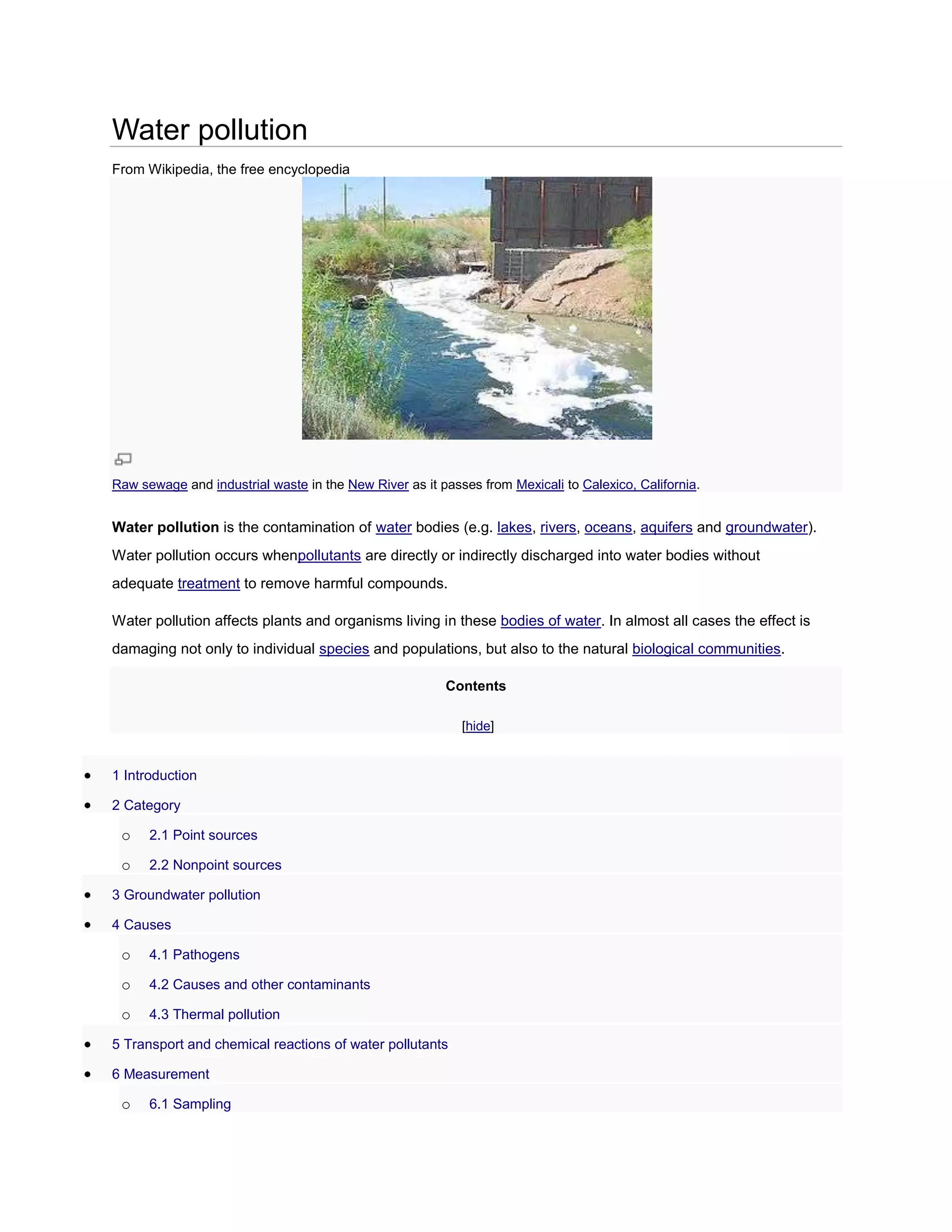 Water pollution | DOCX