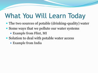Potable Water: Sources, Problems, and Solutions | PPTX | Water Services ...