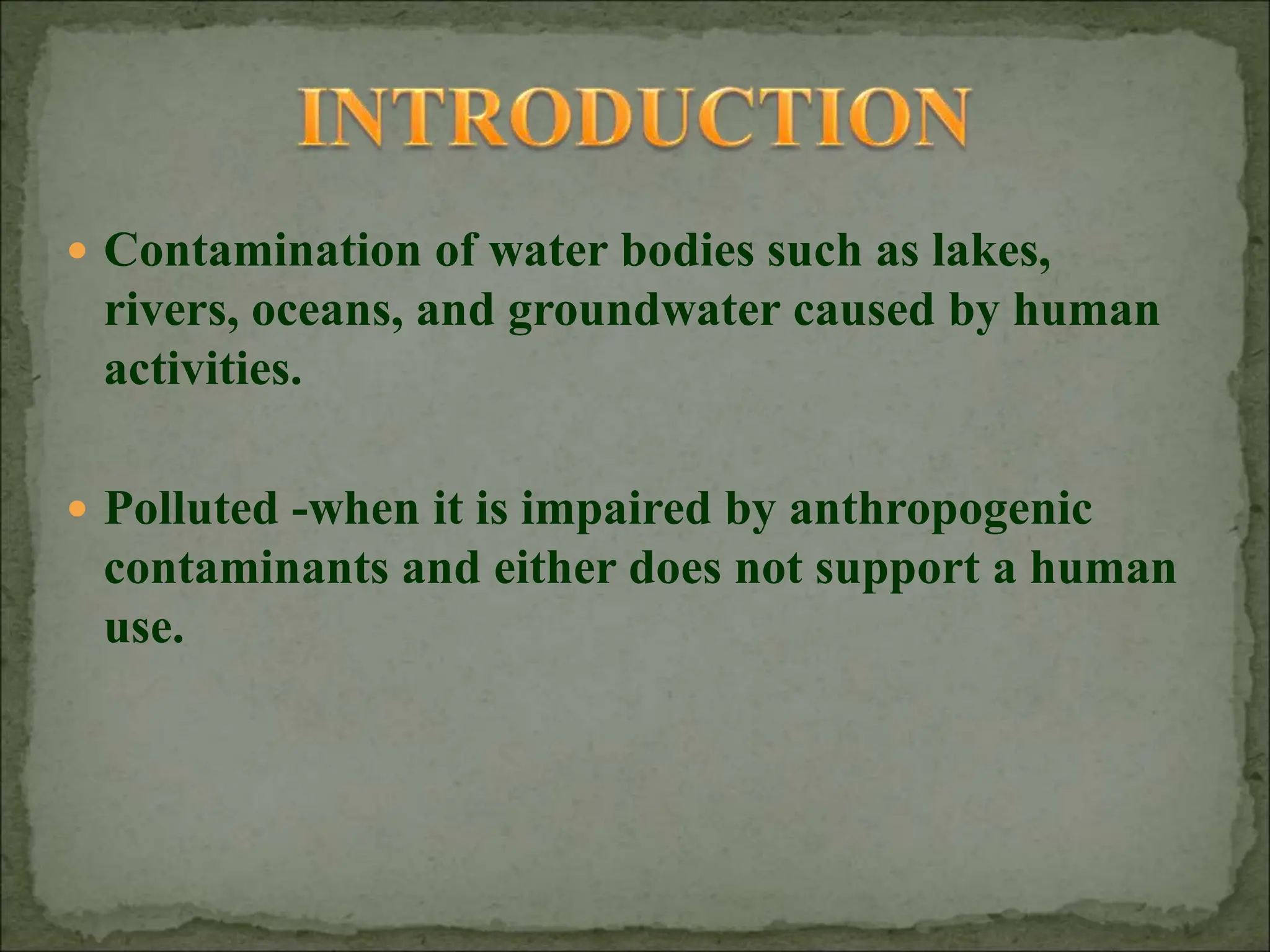 water pollution. and its effect on human being | PPT