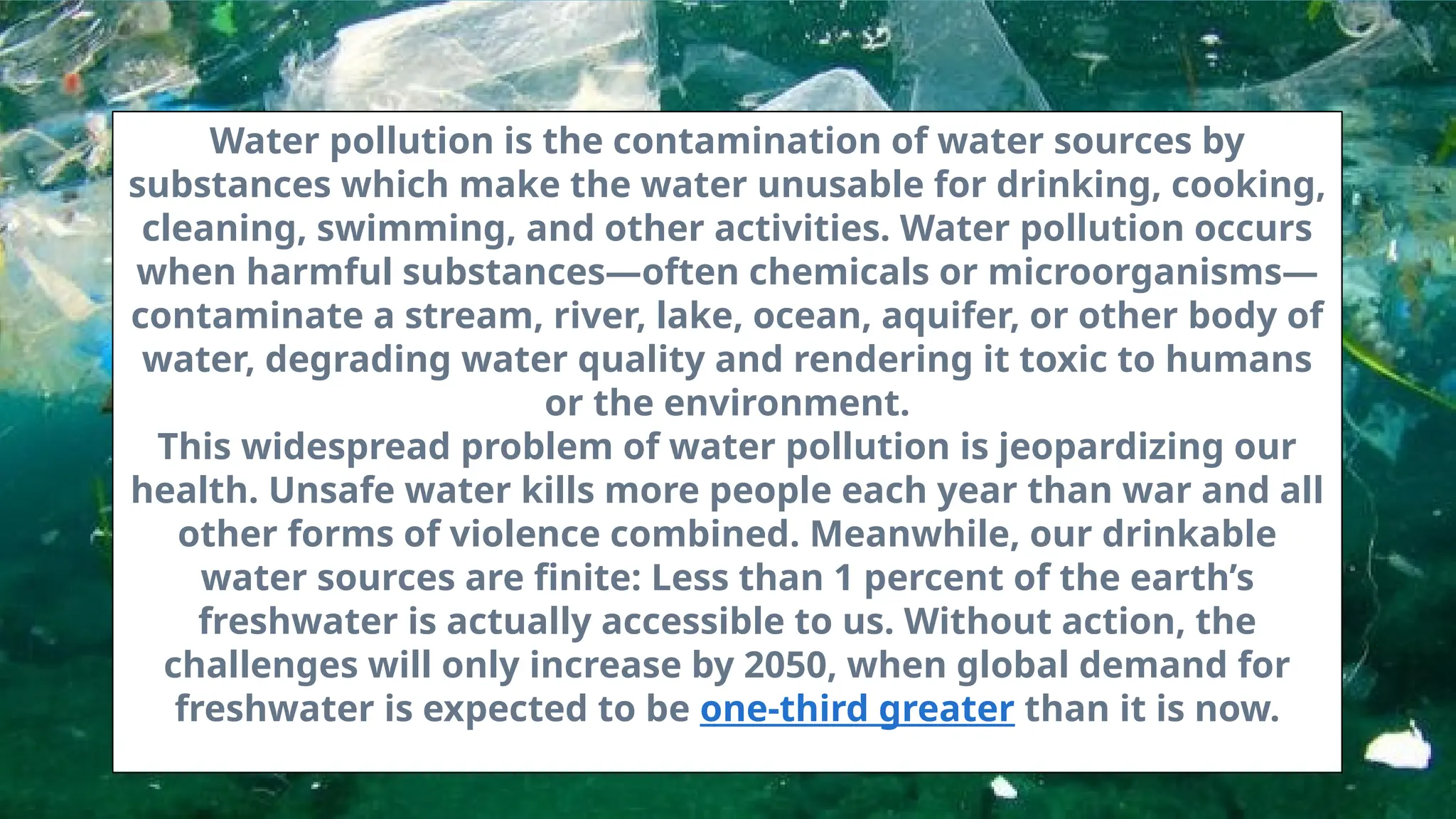 Combating Water Pollution: A Global Challenge | PPTX | Environmental ...