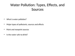 Water pollution, methods and strategies of purification | PPT