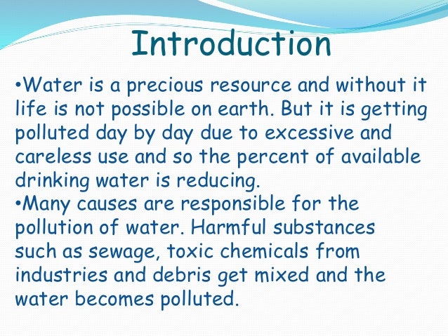 Water pollution and its causes
