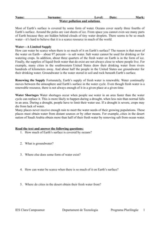 Water pollution and solutions | PDF