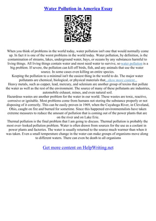 Water Pollution Essay | PDF