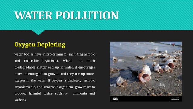 Water pollution is the contamination of water bodies (e.g. lakes ...