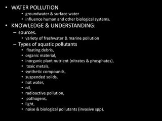 Water pollution grade 11 IB ESS | PPTX