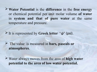 water potential, application and its components | PPTX