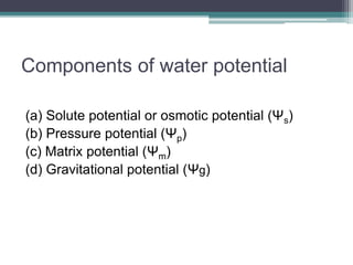 Water potential and its components | PPTX
