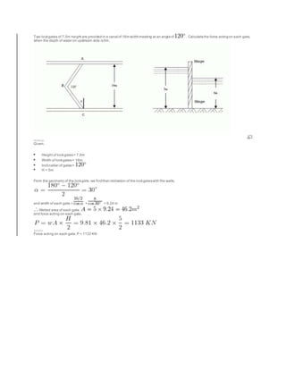 Water pressure on lock gate | DOCX